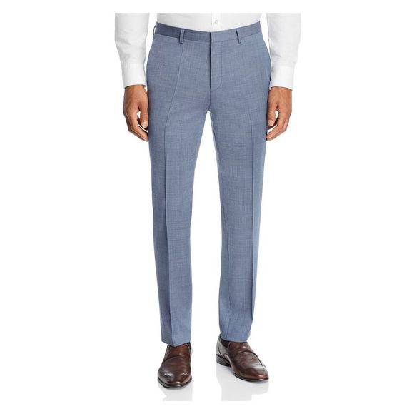Hugo Boss | Pants | Hugo Boss Mens Hets Blue Straight Leg Slim Fit Wool ...